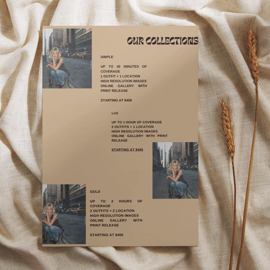 Pricing Guide Template for Photographers, Ready-to-use Copy Included ...