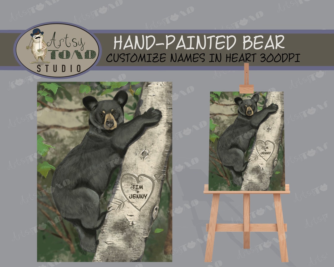 Printable Customizable Hand Painted Bear - Great for Canvas Print - Etsy