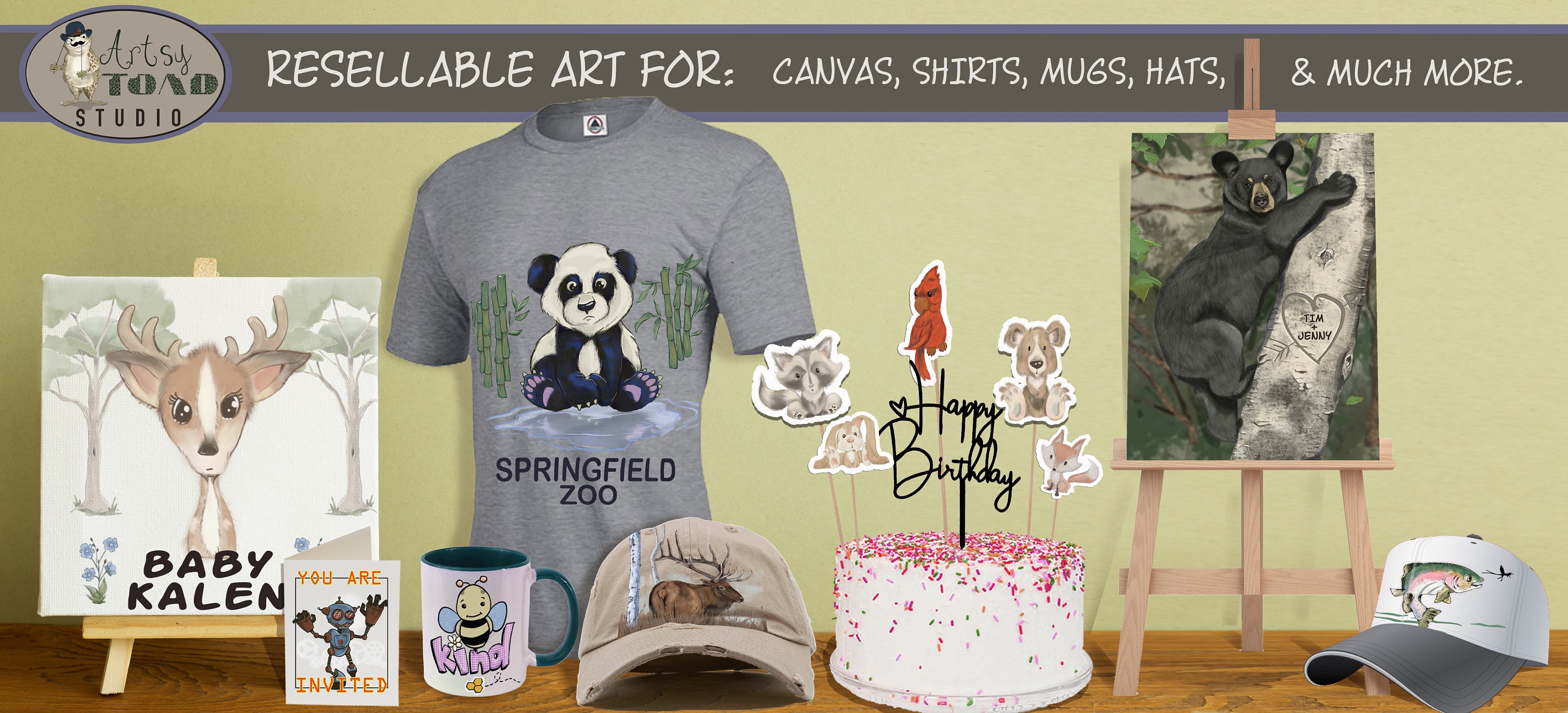 Printable Customizable Hand Painted Bear Great for Canvas Print - Etsy