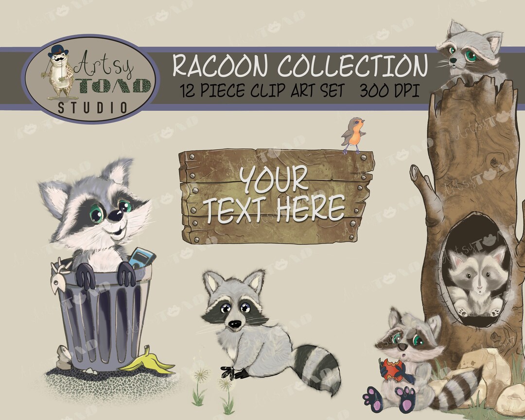 Woodland Animals - Racoon Collection Downloadable Art - Etsy