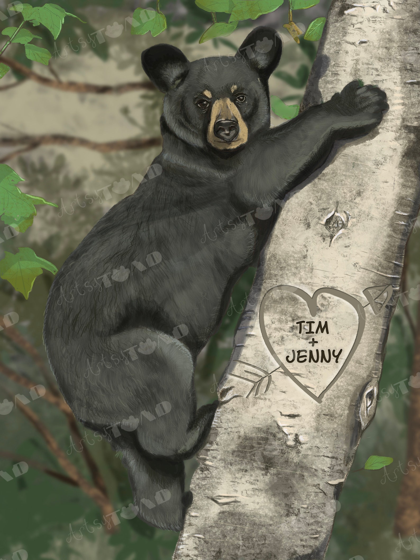 Printable Customizable Hand Painted Bear - Great for Canvas Print - Etsy