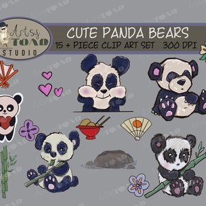 Cute Panda Bear Clipart Set - Etsy