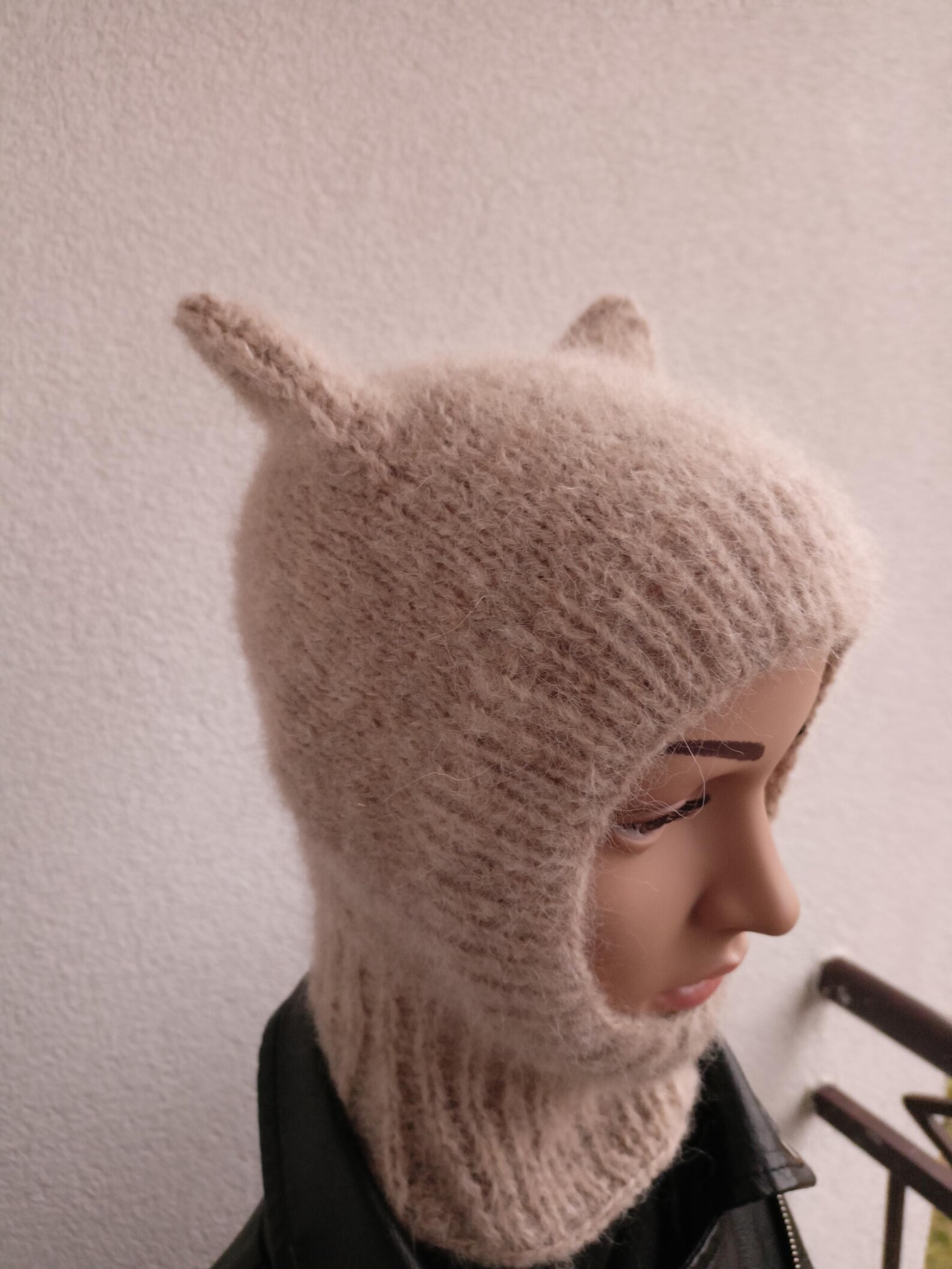Cozy Woman Balaclava With Cat Ears, Cat Balaclava Hat With Alpaca Hood ...