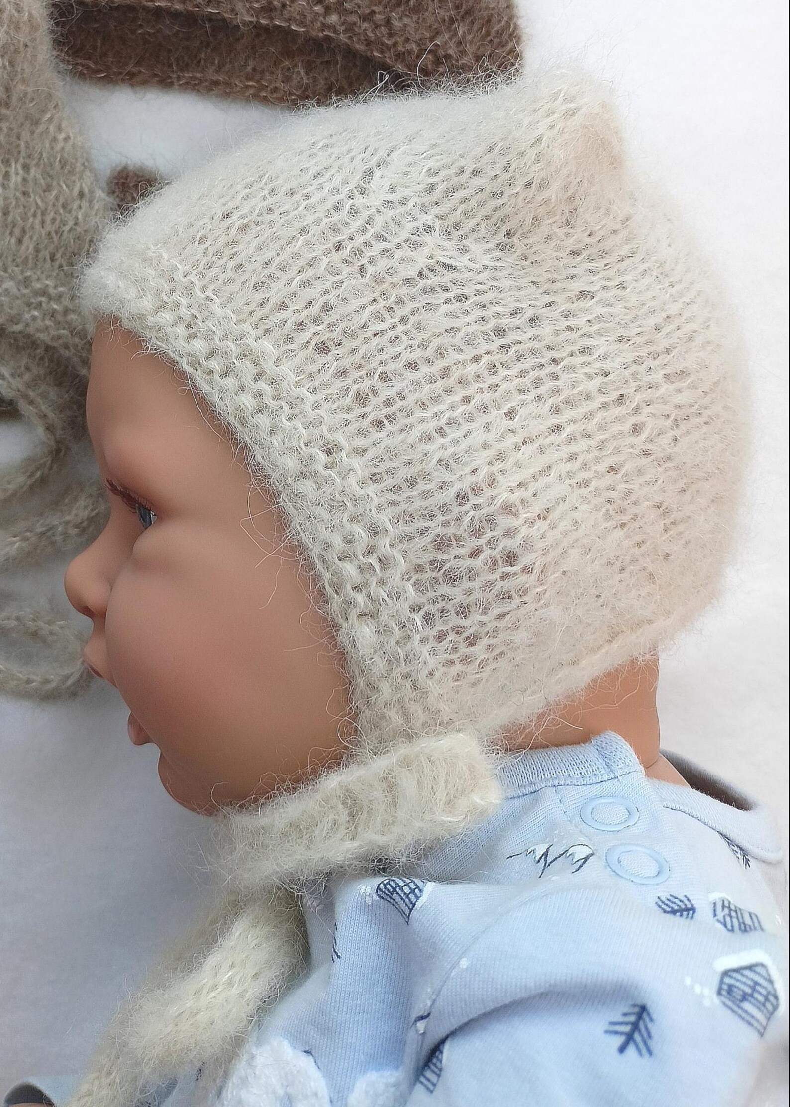 Newborn Baby Knit Hat, Alpaca Baby Bonnet, Photo Prop Baby Hat ...