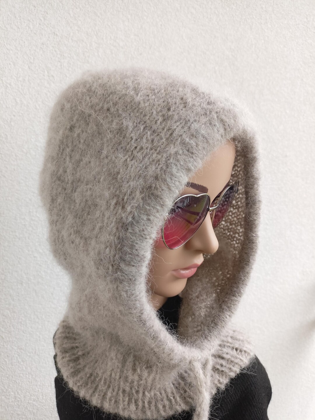 Cozy Woman Balaclava, Soft Wool Hooded Cowl - Chunky Knit Balaclava ...