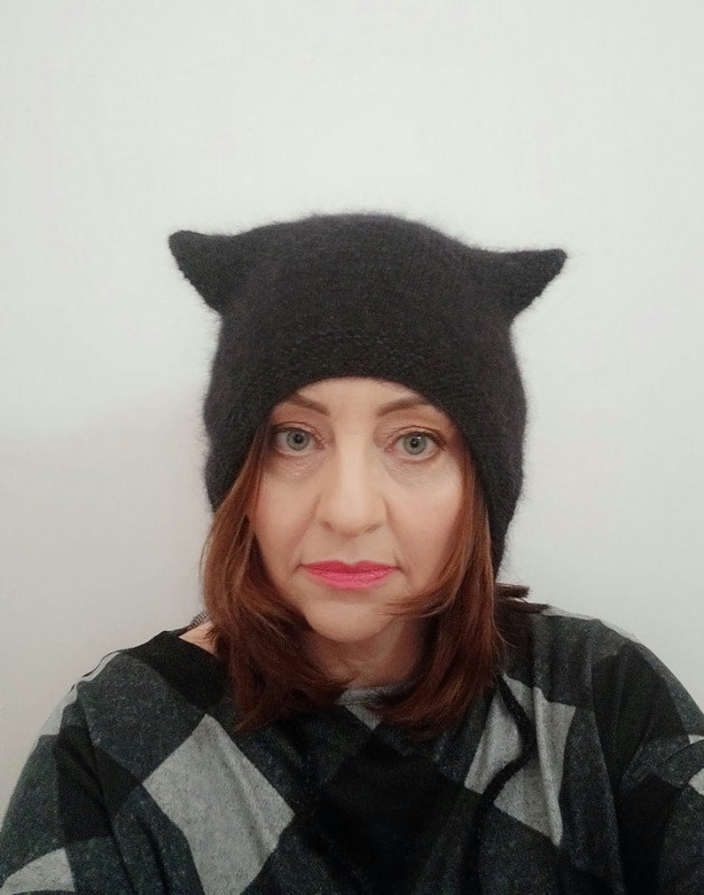 Cute Kitty Bonnet for Women Handmade Cat Ear Beanie Knitted - Etsy