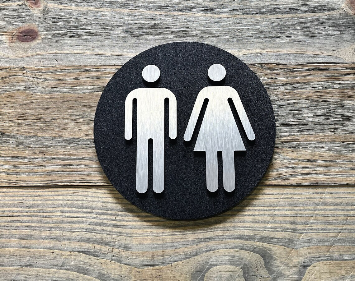 Round Restroom Sign / Modern Bathroom Sign / Restaurant Sign ...