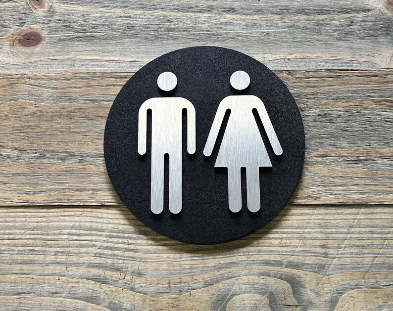 Round Restroom Sign / Modern Bathroom Sign / Restaurant Sign ...