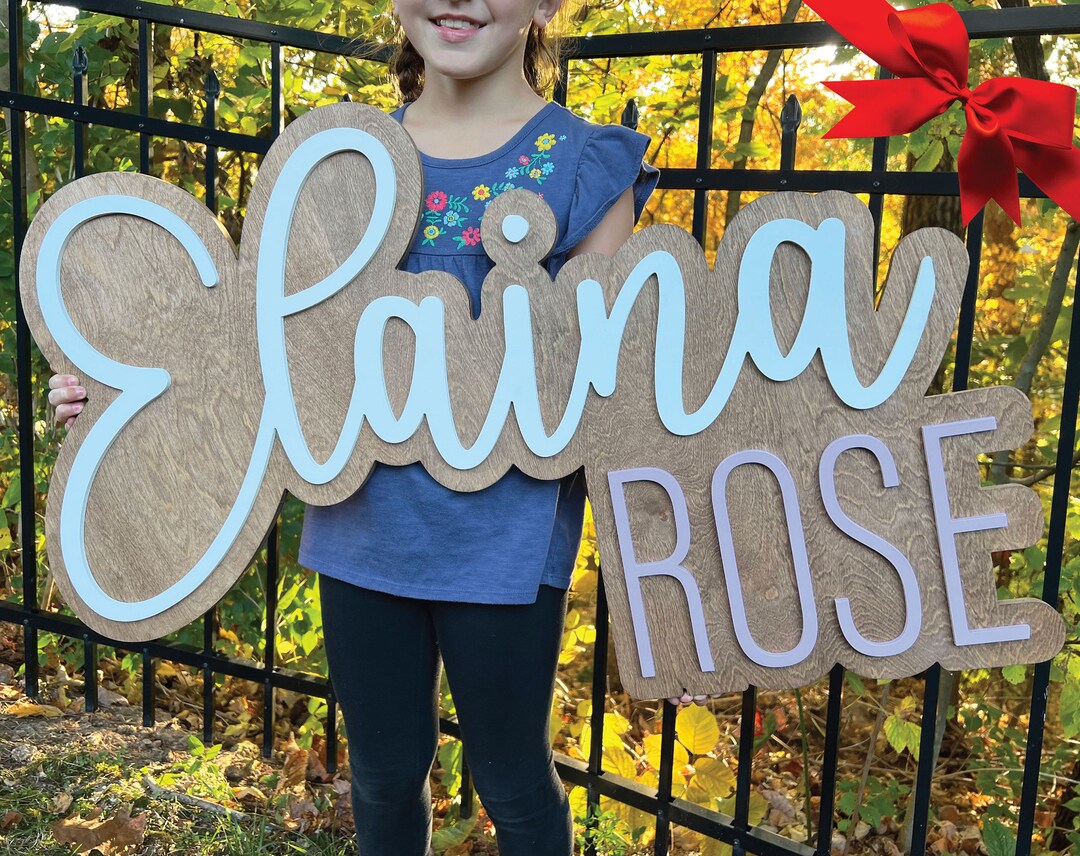 Large Wood Name Sign | Nursery Name Sign | Layered 3D Baby Name Sign ...