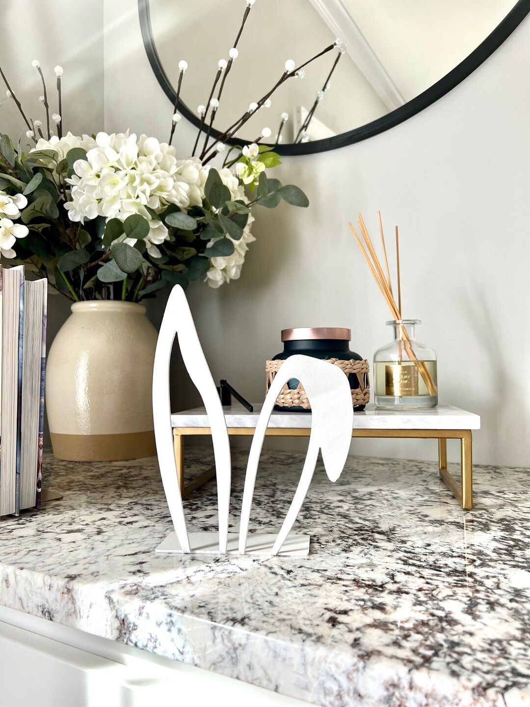 Metal Bunny Ears / Easter Accent Decor / Metal Mantel Art ...