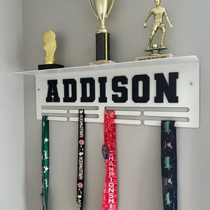Custom Name Medal Hanger and Trophy Shelf - Medal Holder Custom Text 8 ...