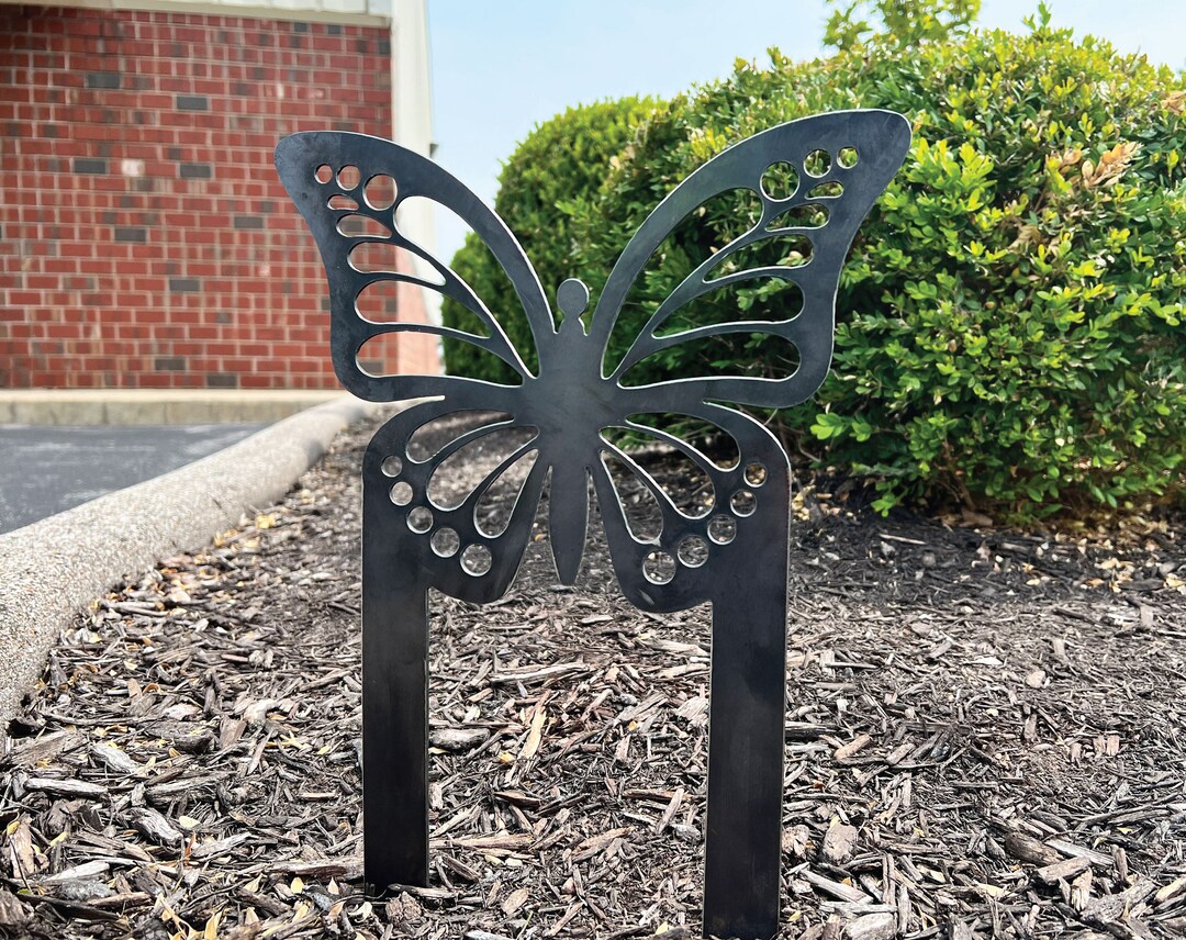 Metal Butterfly Decor / Metal Yard Art / Garden Stake / Metal Garden ...