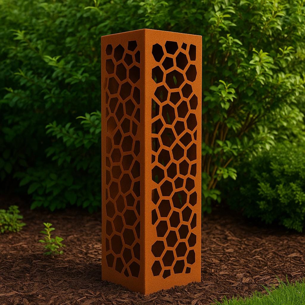 Rusted Metal Garden Column | Rusted Honeycomb Garden Art | | Garden ...