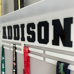 Custom Name Medal Hanger and Trophy Shelf - Medal Holder Custom Text 8 ...