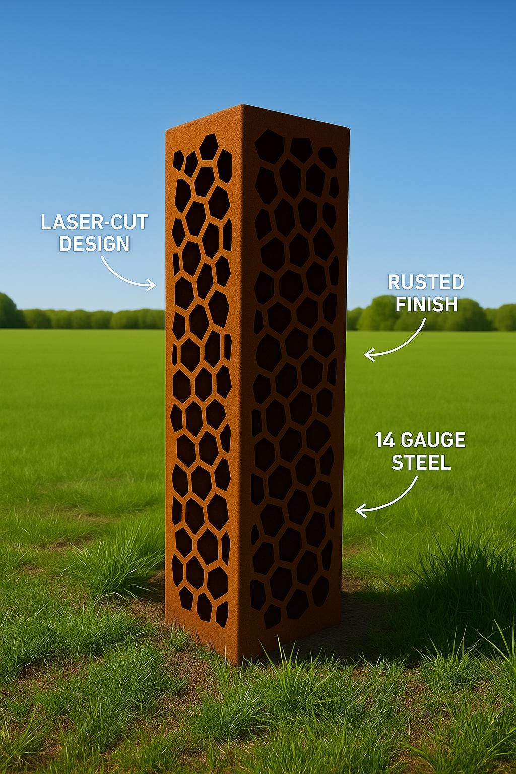 Rusted Metal Garden Column | Rusted Honeycomb Garden Art | | Garden ...