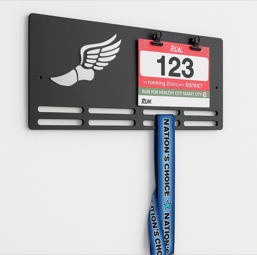 Race Bib and Medal Holder - Marathon Medal Hanger - Running Award Sign ...
