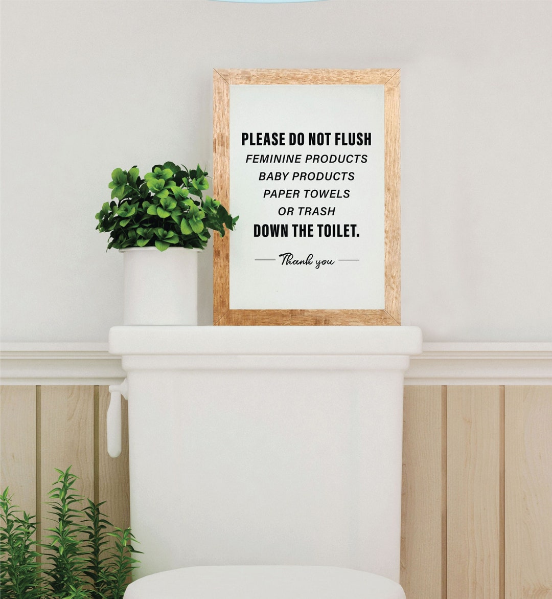 Do Not Flush Sign / Toilet Sign / Wood Frame Sign / Public Restroom ...