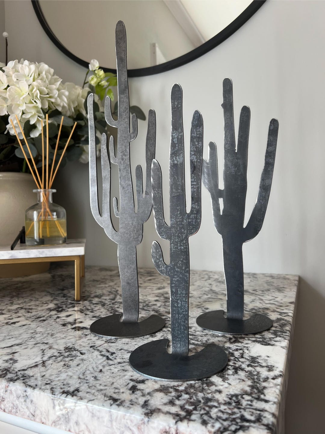 Rustic Metal Cactus / Southwest Home Decor / Freestanding Steel Cacti ...