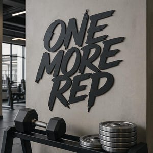 Metal Home Gym Sign | One More Rep Fitness Quote | Motivational Gym ...