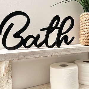 Bathroom Wood Sign / Bath Sign / Custom Home Decor / Shelf Decor ...