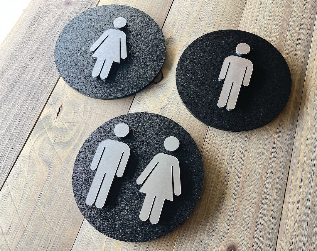Round Restroom Sign / Modern Bathroom Sign / Restaurant Sign ...