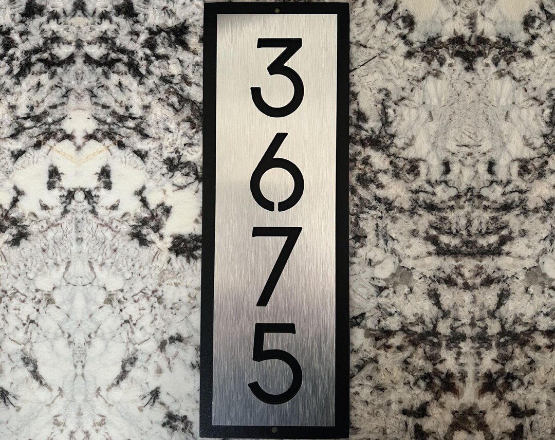 Modern Vertical Metal Address Sign: Brushed Aluminum House Numbers - Etsy