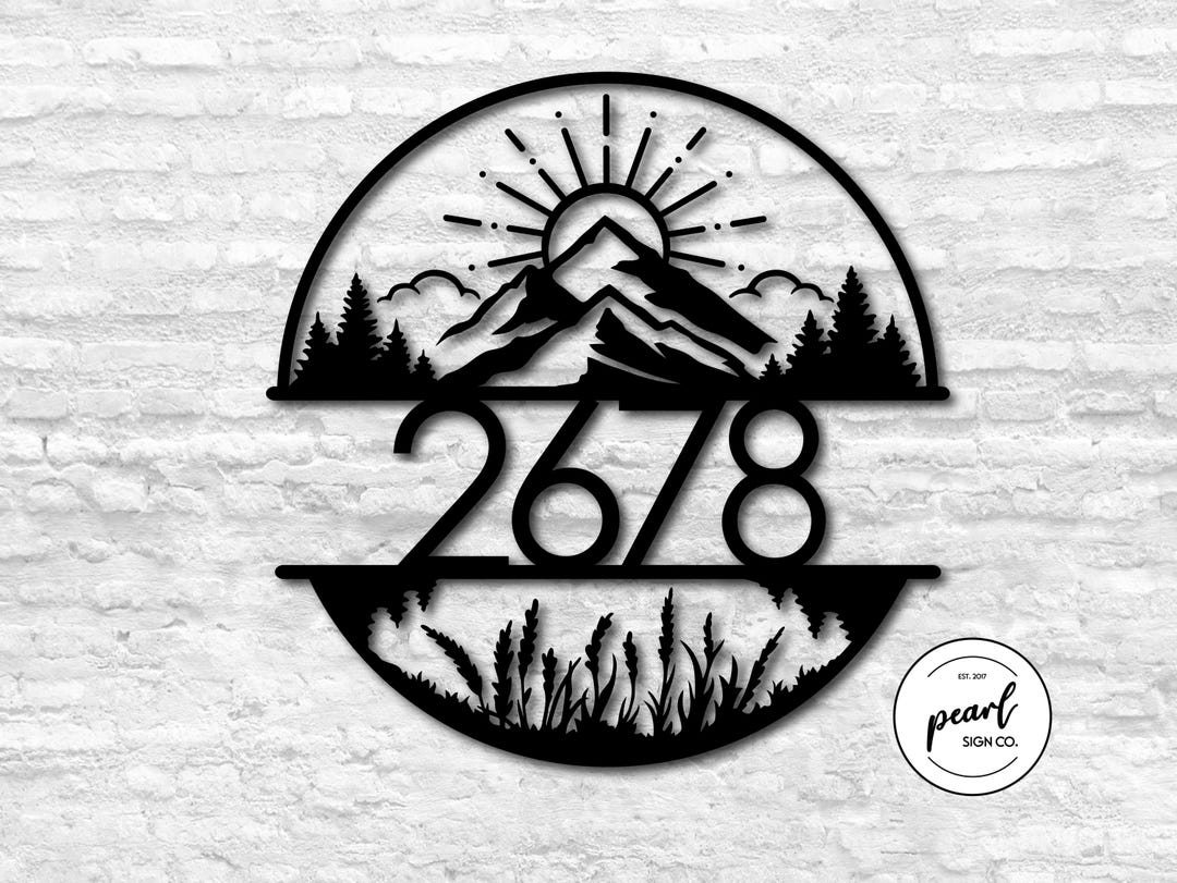 Metal Mountain Address Sign: Custom House Number Plaque - Etsy