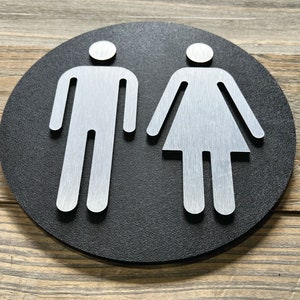 Round Restroom Sign / Modern Bathroom Sign / Restaurant Sign ...