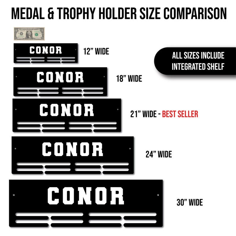 Custom Name Medal Hanger and Trophy Shelf - Medal Holder Custom Text 8 ...