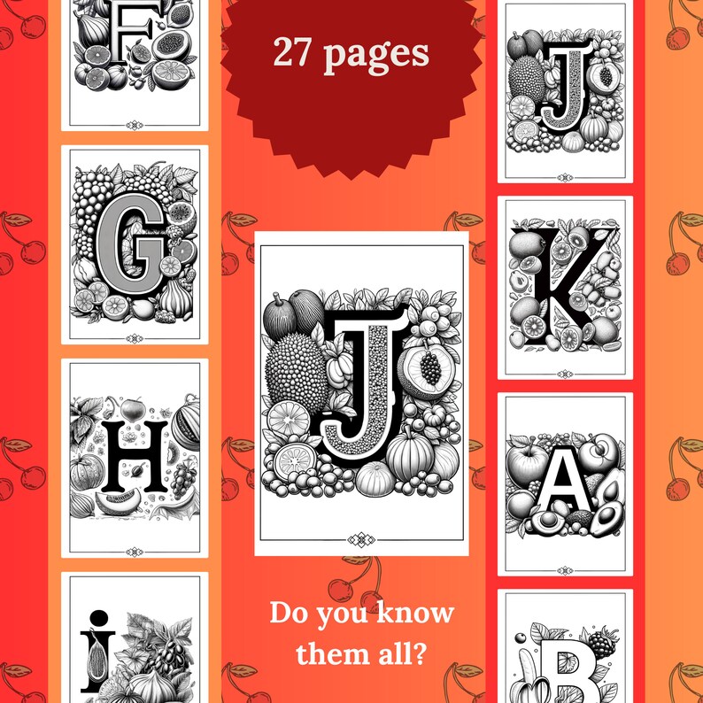 ABC Fruits Coloring Book Activities, ABC Book, Fruits Alphabet ...