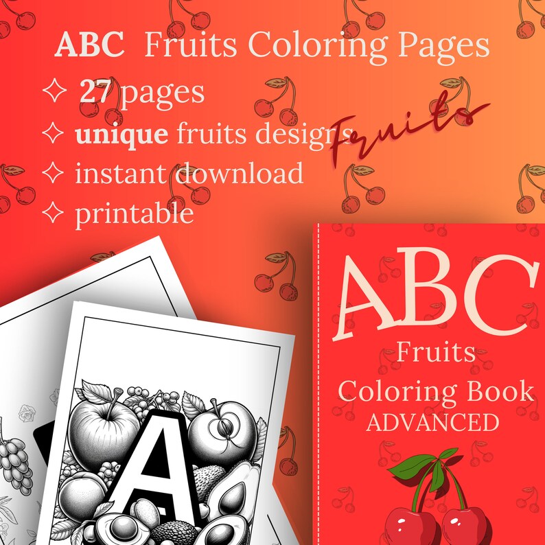 ABC Fruits Coloring Book Activities, ABC Book, Fruits Alphabet ...