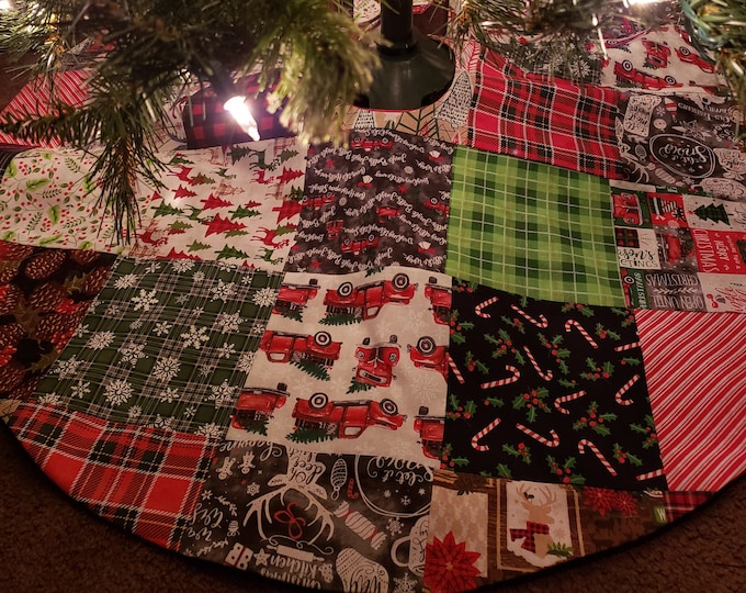 Primitive Ragged Christmas Tree Skirt Kit Plus Pattern 44 Inches - Etsy