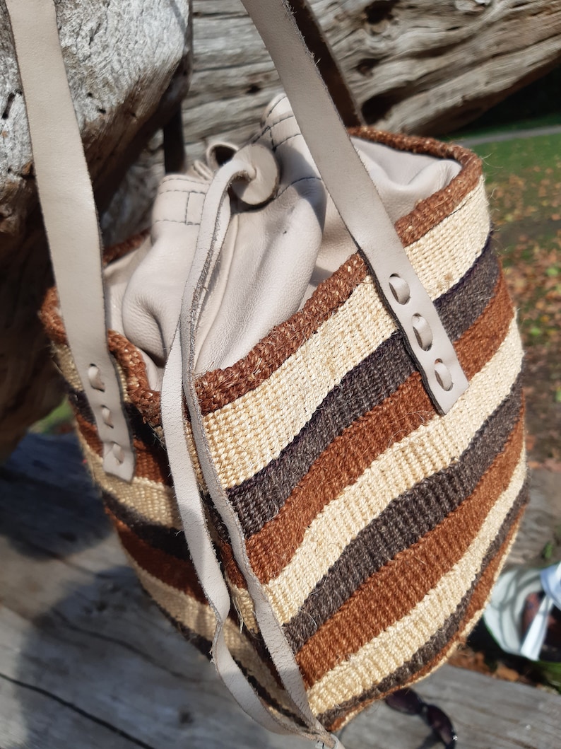 Vintage Kenyan Sisal and Soft Leather Unique Bag - Etsy