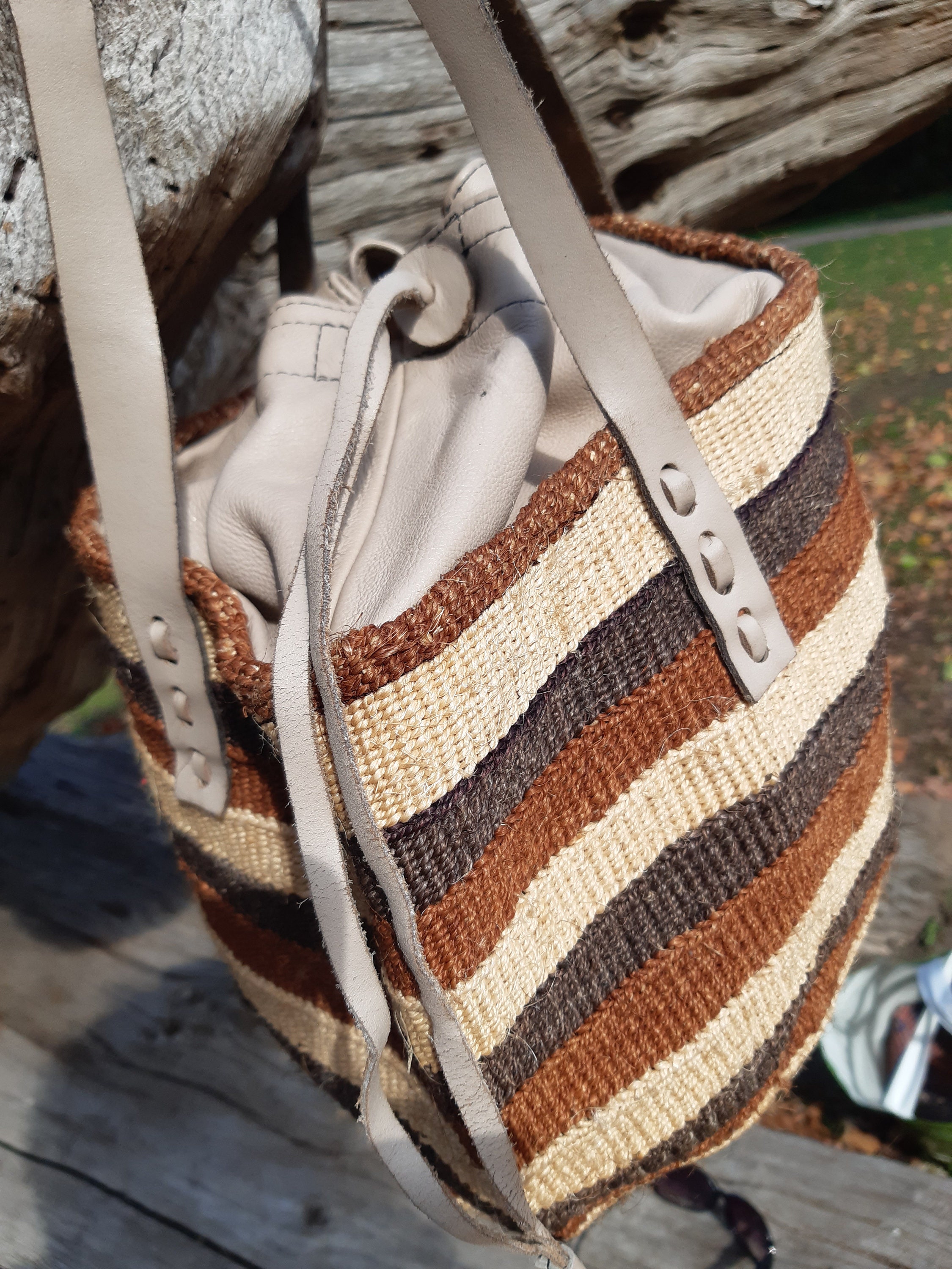Vintage Kenyan Sisal and Soft Leather Unique Bag - Etsy
