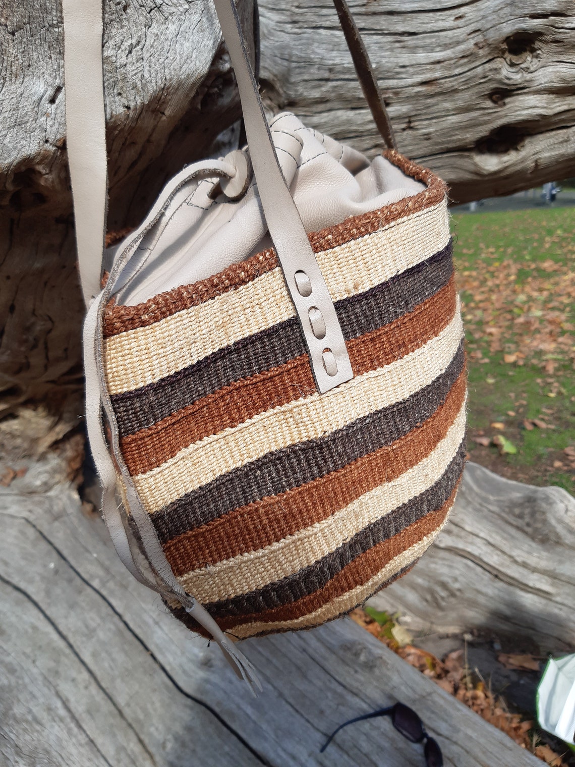 Vintage Kenyan Sisal and Soft Leather Unique Bag - Etsy