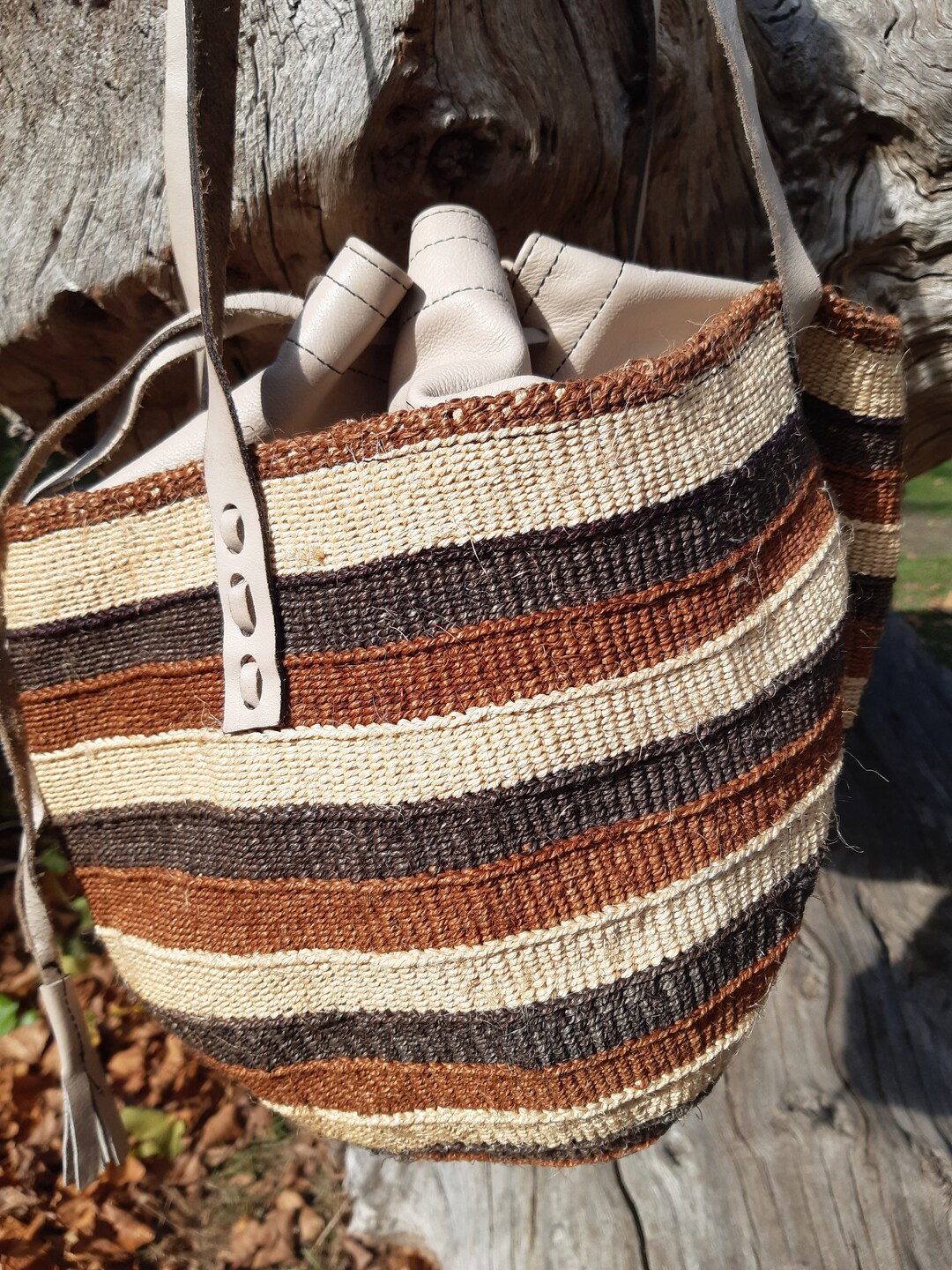 Vintage Kenyan Sisal and Soft Leather Unique Bag - Etsy