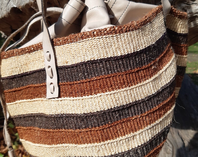 Vintage Kenyan Sisal and Soft Leather Unique Bag - Etsy