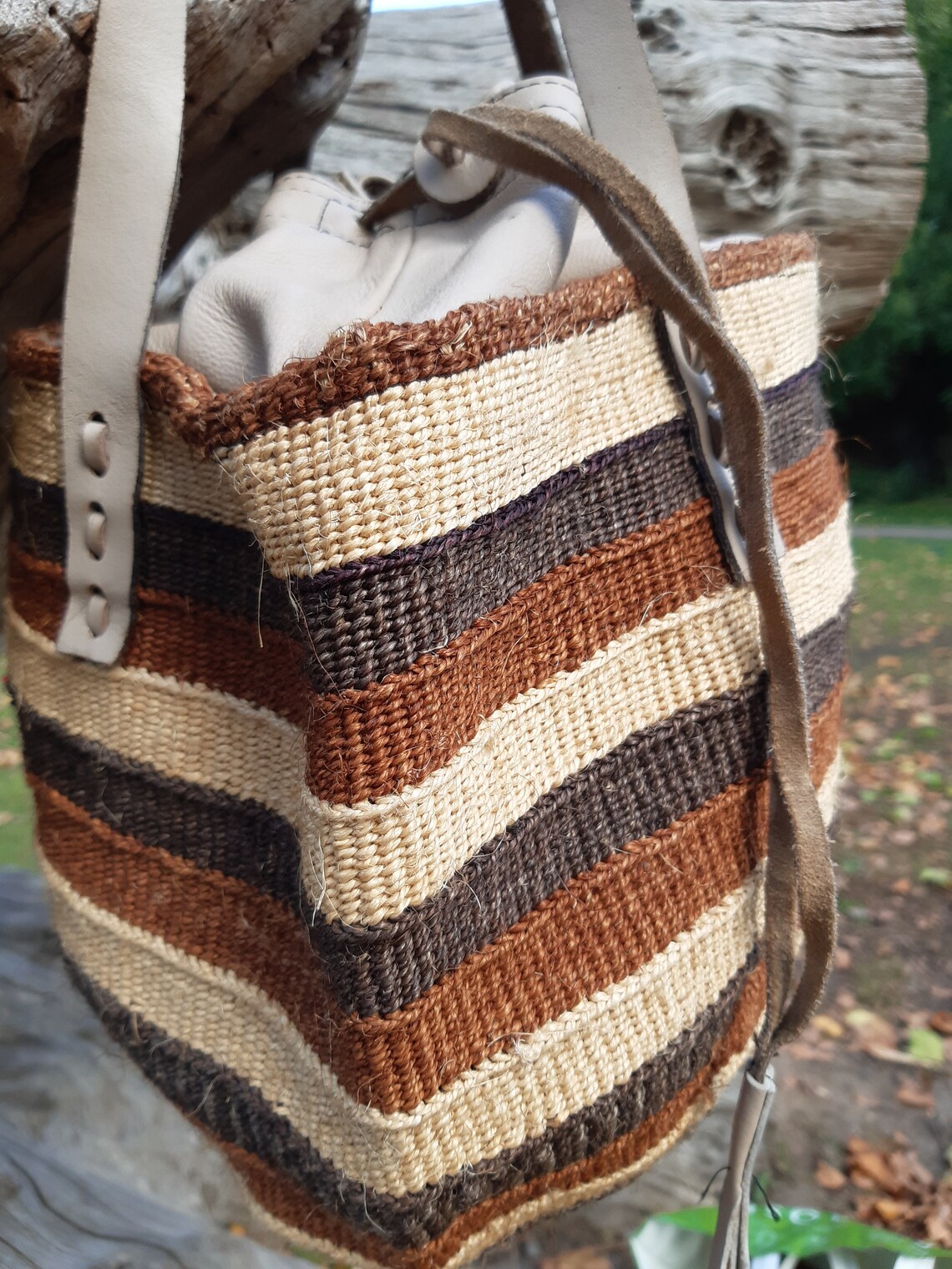 Vintage Kenyan Sisal and Soft Leather Unique Bag - Etsy