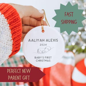 Baby’s First Christmas Ornament 2025, Personalized Newborn Keepsake ...
