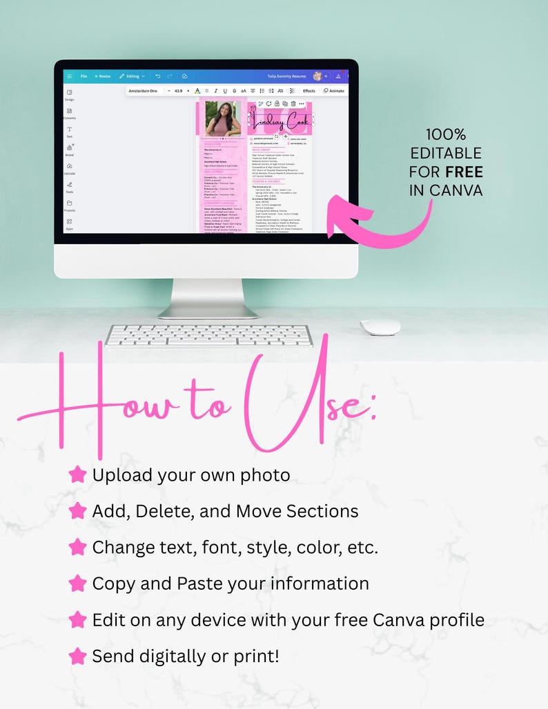 Sorority Resume Template, Sorority Rush Packet, Customizable Sorority ...