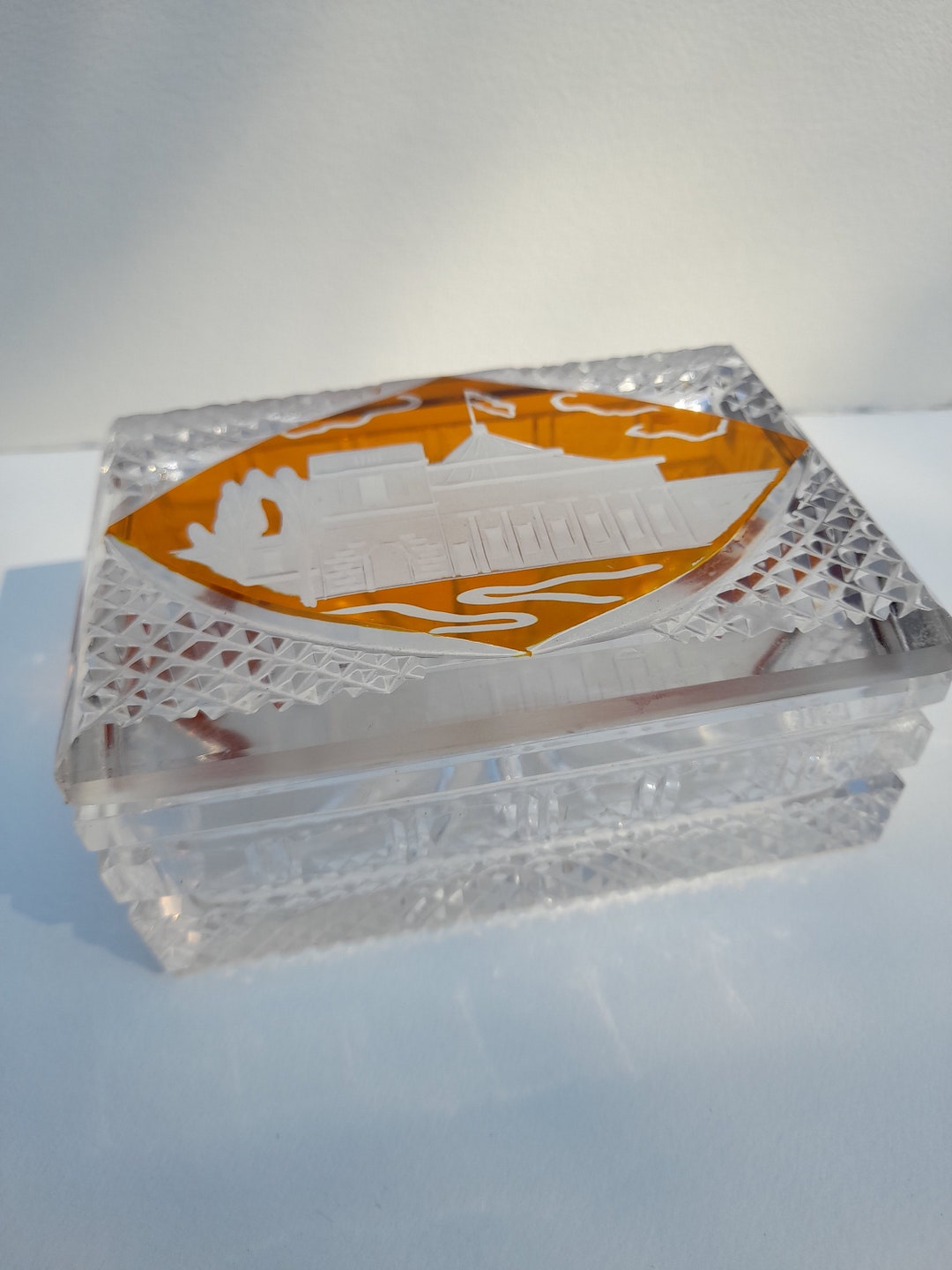 Antique 1890s Bohemian Hand Cut Crystal Trinket Box. - Etsy