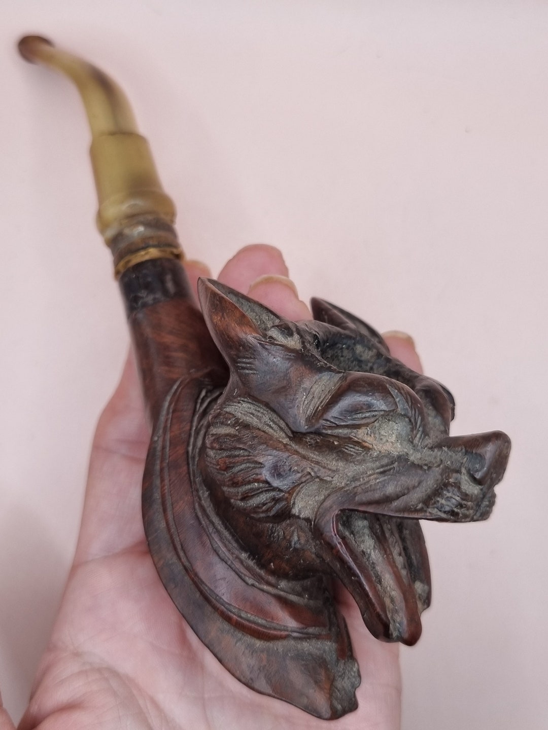 Antique MBD Paris Wolf Hand Carved Pipe Approx 1900. - Etsy