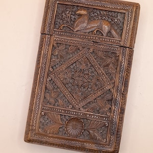 Antique Hand Carved Wood Card Case - Etsy