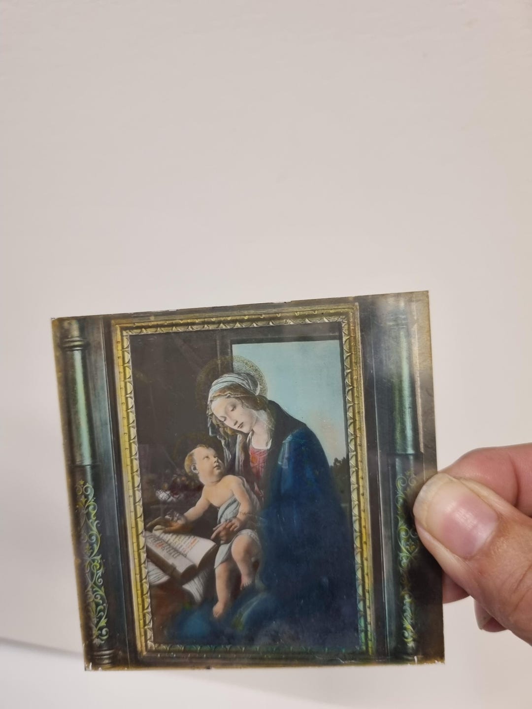 Antique Hand Tinted Photograph on Glass - Etsy