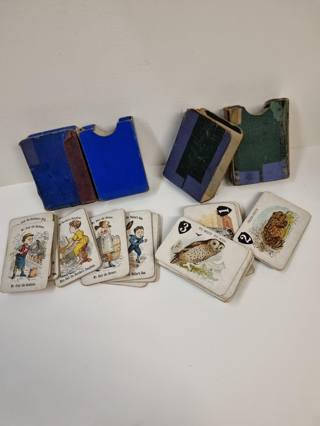 Antique 1890s 2 X Pack of Scarce Cards Cheery Families & Animal Grab ...