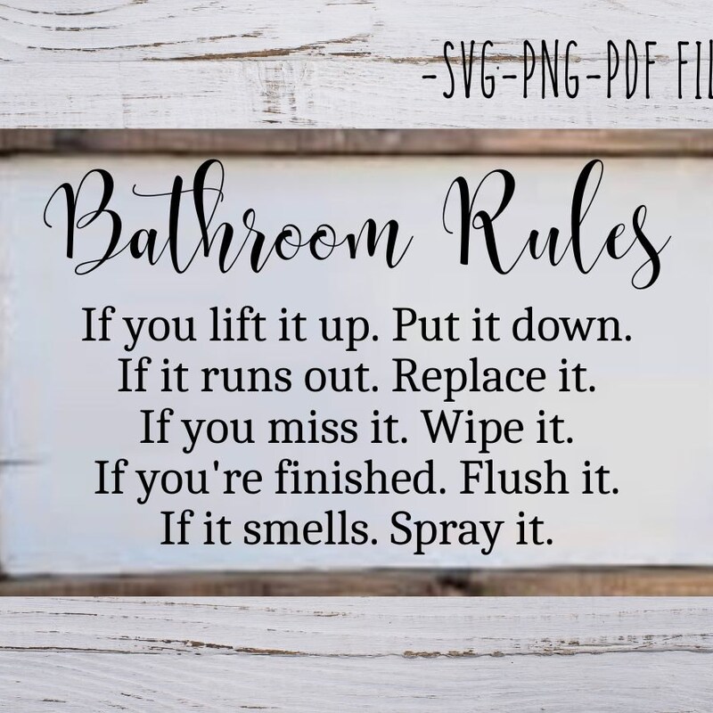 Bathroom Rules Svg - Etsy