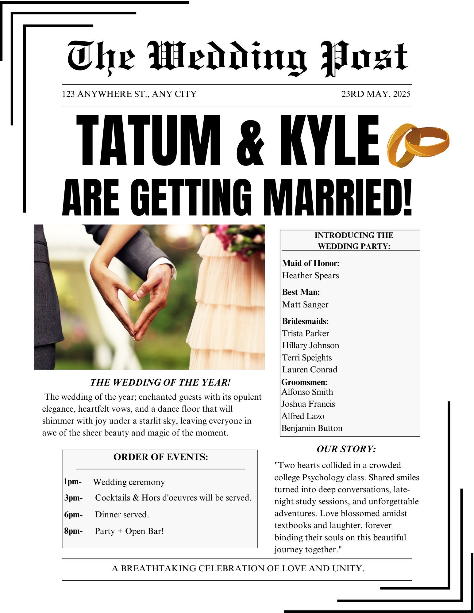 Wedding Newspaper Template - Etsy