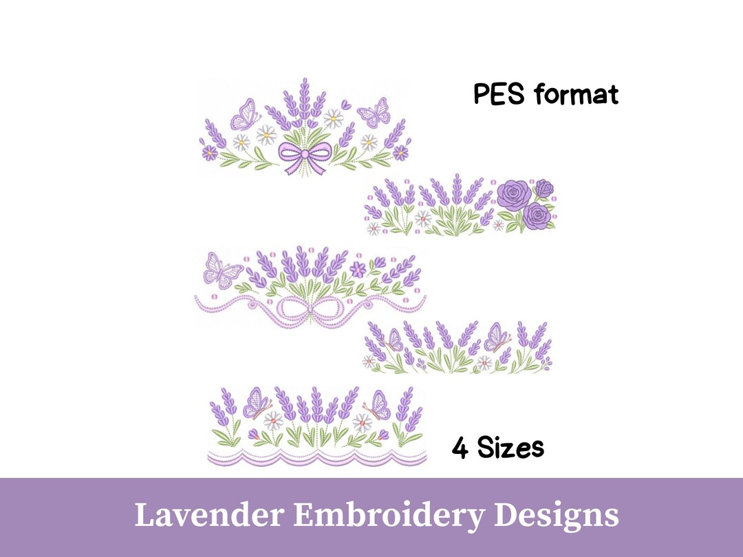 Lavender Floral Border Embroidery|pes File for Brother Industries ...
