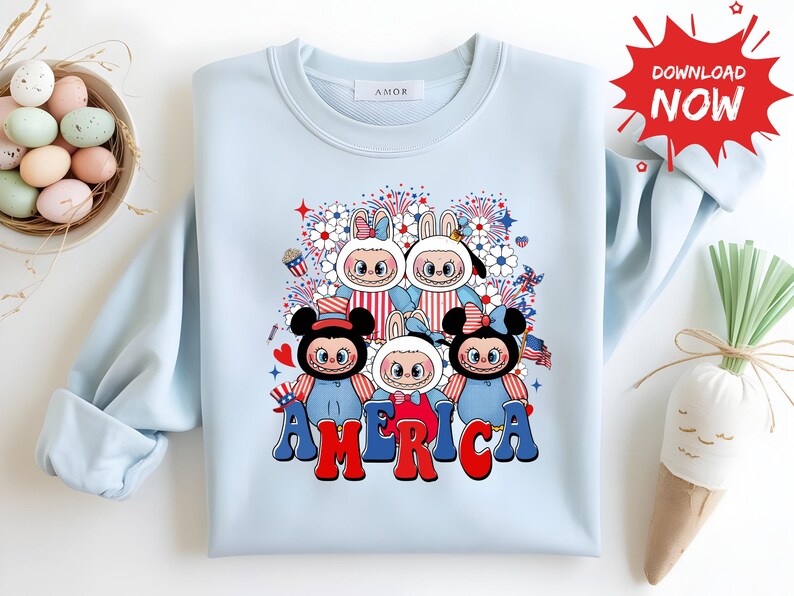 Red White and Labubu 4th of July Png,cute USA Cartoon Clipart,kawaii ...