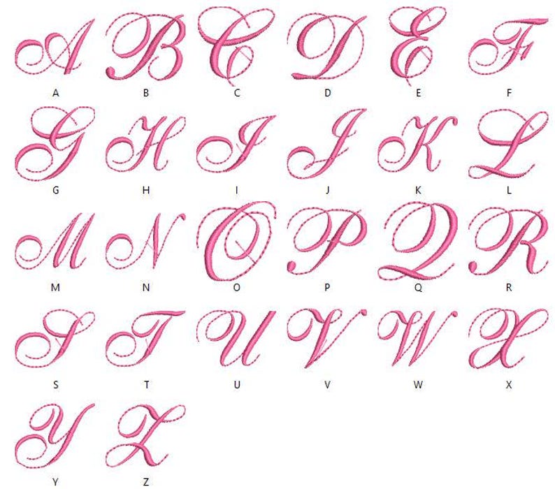 Adina Script Alphabet Embroidery Font,elegant Cursive Monogram Letters ...